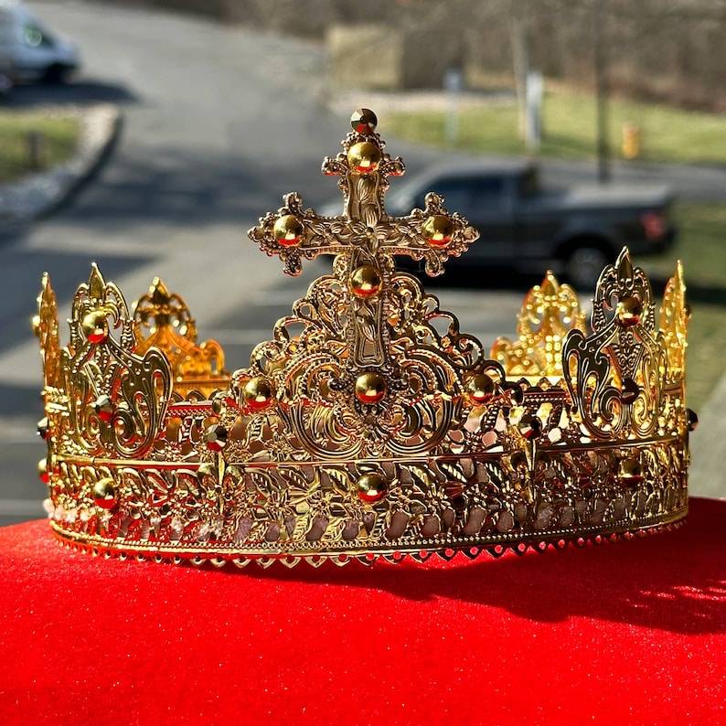 Handmade Gold Cross King Crown: Medieval Royal Cosplay - Etsy