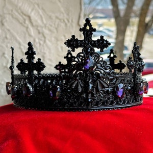 BAT Black Crown Gothic Crown Cross Crown Alt Headpiece Gothic Wedding ...