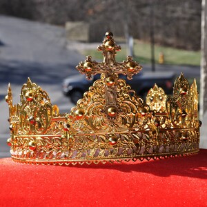 Handmade Gold Cross King Crown: Medieval Royal Cosplay - Etsy