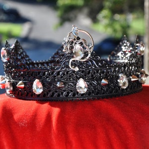 Black Crown King Crown Black Mens Crown Dragon Black Gothic Crown Halo ...