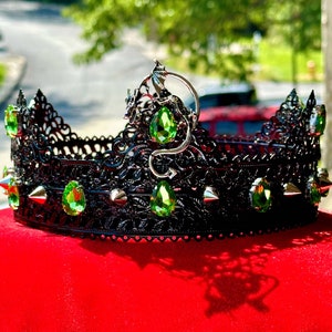 Black Crown King Crown Black Mens Crown Dragon Black Gothic Crown Halo ...