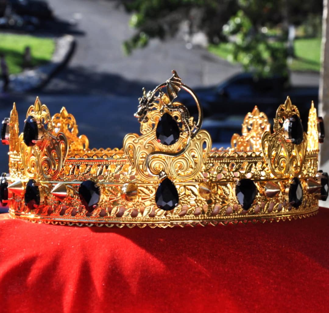 Spiked Dragon Crown: Gothic Gold Tiara, Fantasy King Cosplay - Etsy