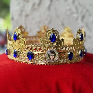 Couple Crowns King Crown for Men, Queen Crown, Man's Crown, Royal Blue ...