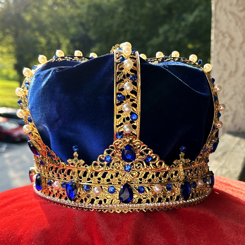 Red Velvet King Crown: Gold Medieval Baroque Headpiece Royal - Etsy
