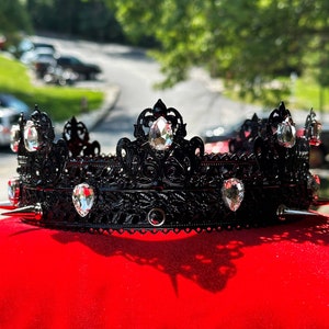 Black Spiked Crown ANY COLOR RHINESTONES Gothic King Mens Crown Spike ...