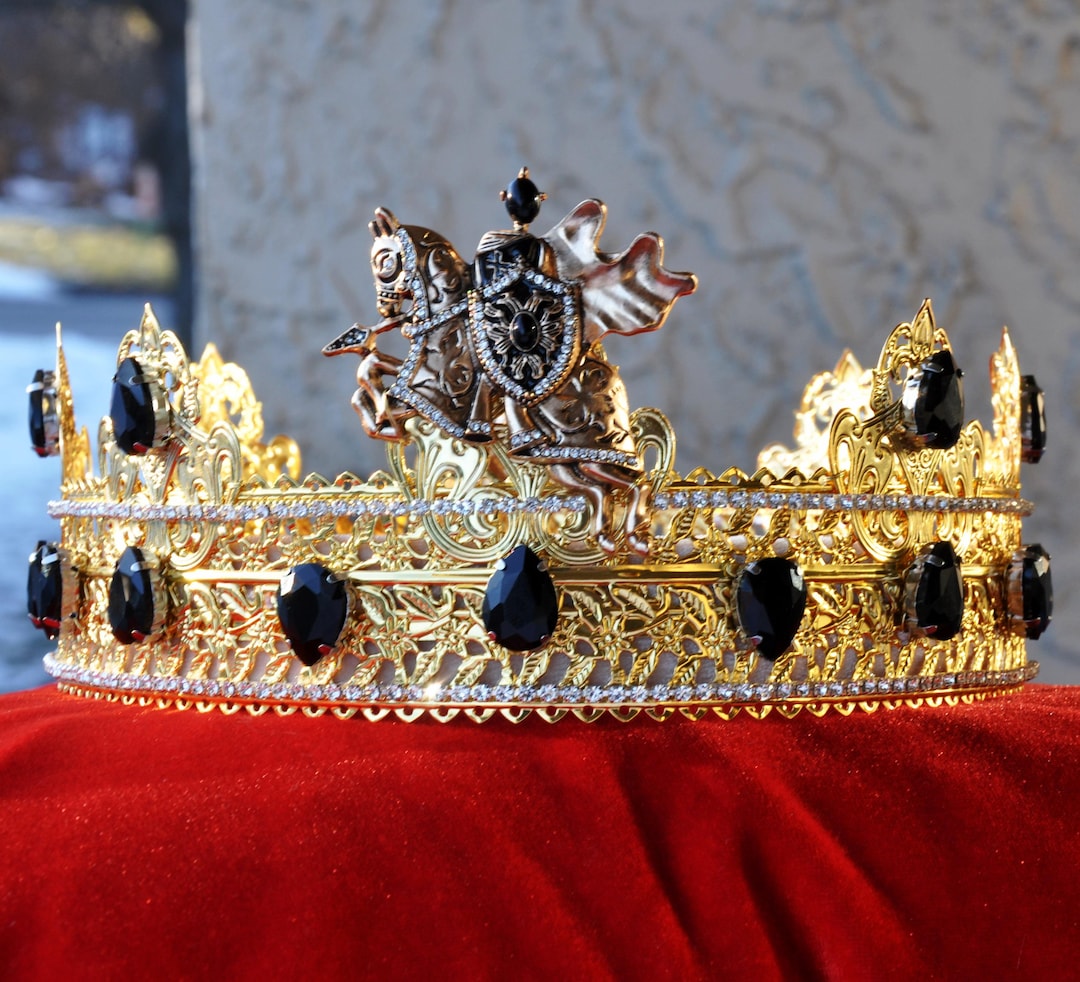 Medieval Baroque King Crown: Rhinestone Filigree, Cosplay Royalty - Etsy