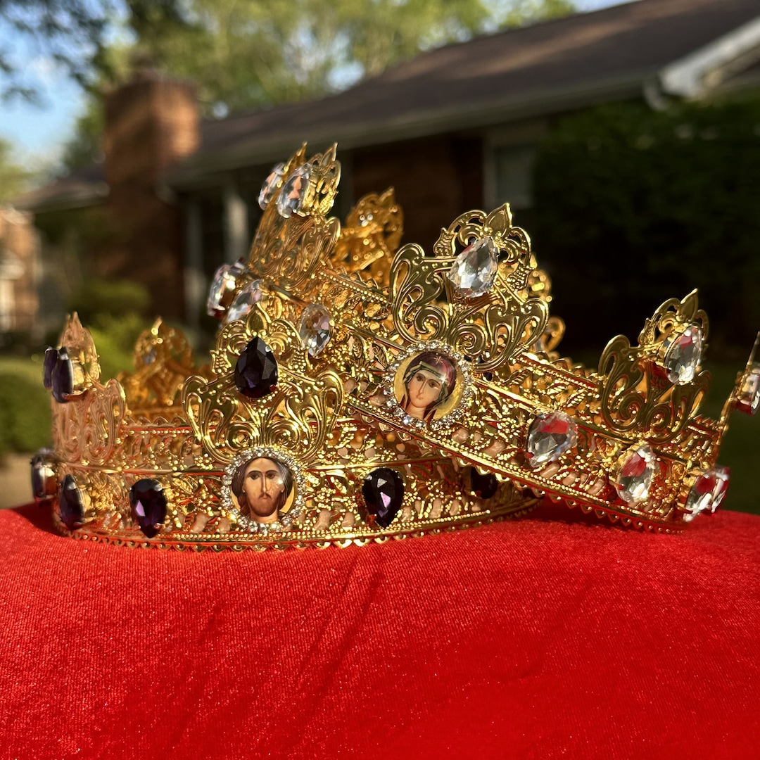 Wedding Crowns, Set of Orthodox Groom and Bride Crowns, Ceremonies ...