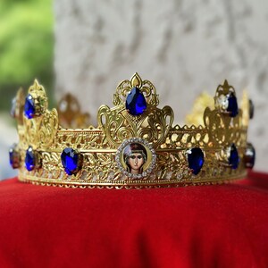 Couple Crowns King Crown for Men, Queen Crown, Man's Crown, Royal Blue ...