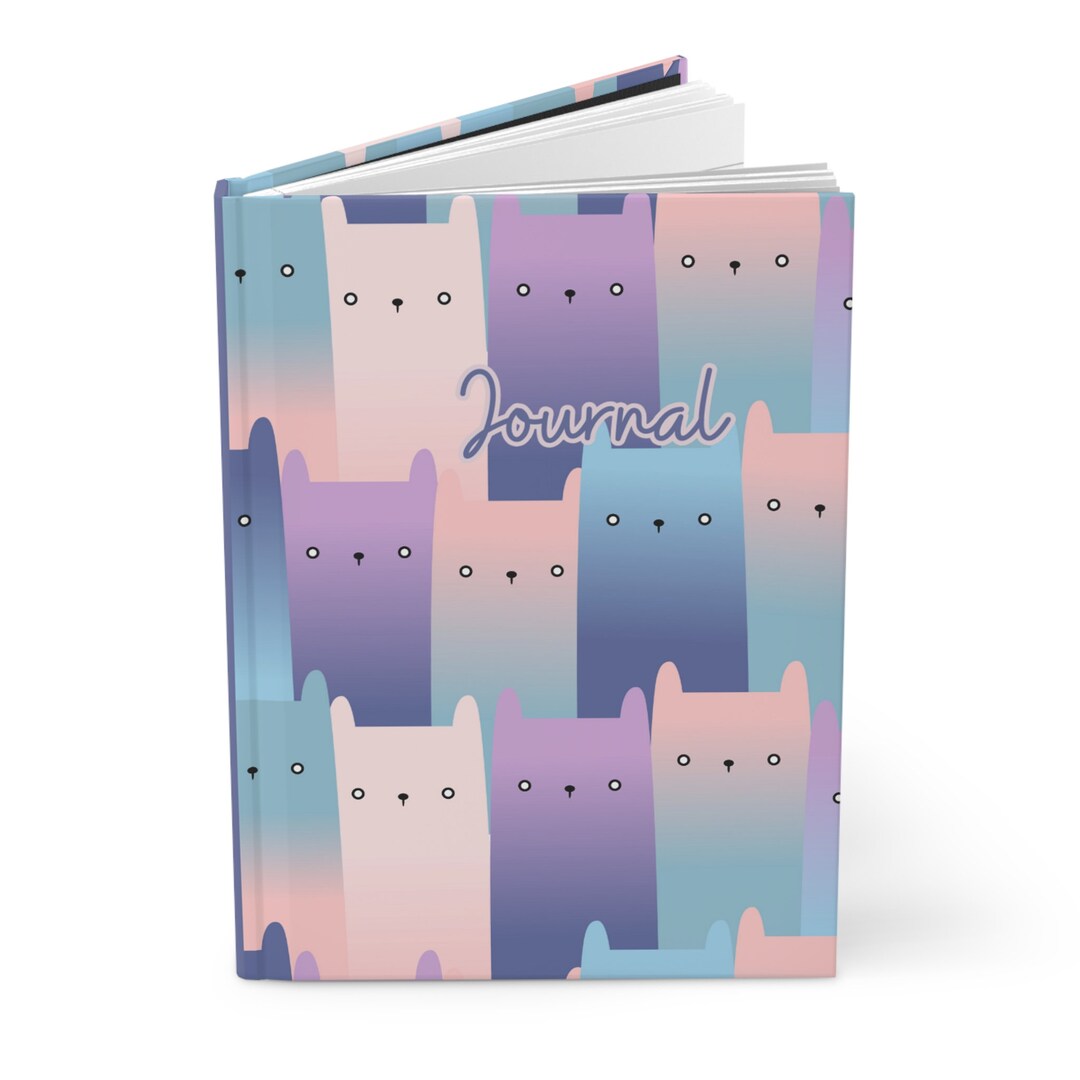 Peach Pink and Purple Cats in a Row Hardcover Journal Matte - Etsy
