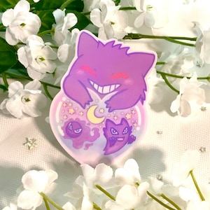 Gengar Evolution Ghastly Haunter Pokemon Heart Cute Holographic Vinyl ...