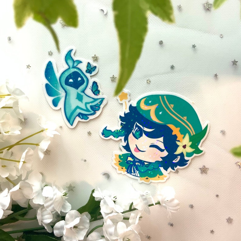 Venti Chibi Genshin Impact Holographic Vinyl Handmade Waterproof ...