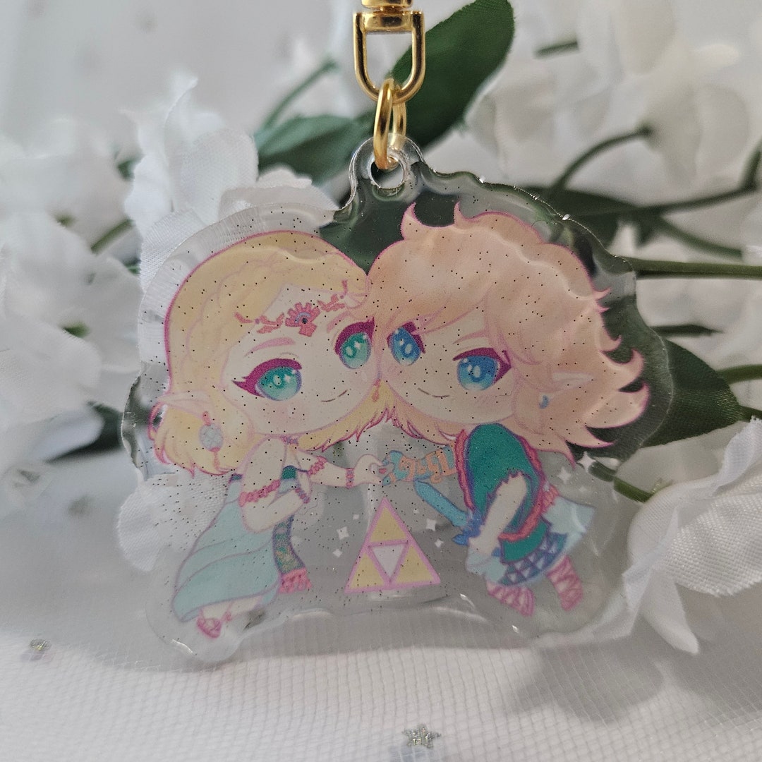 Link & Zelda Legend of Zelda Keychain Tears of the Kingdom Triforce ...
