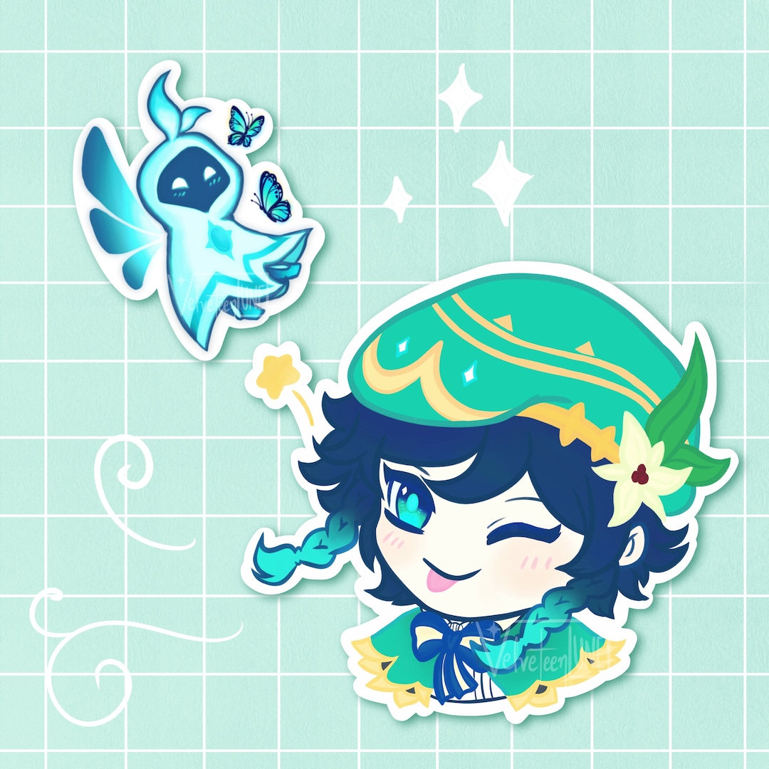 Venti Chibi Genshin Impact Holographic Vinyl Handmade Waterproof ...