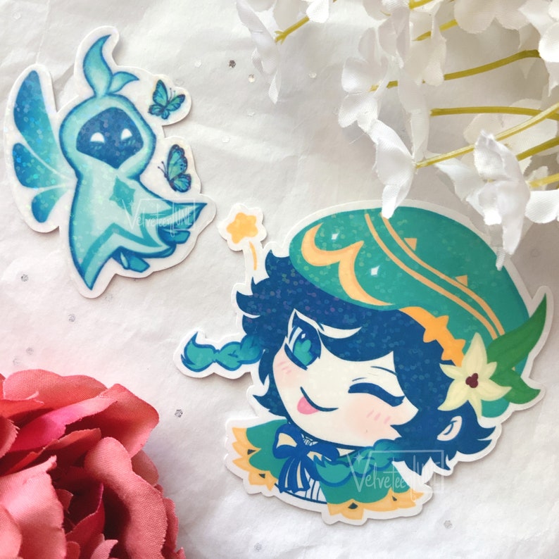 Venti Chibi Genshin Impact Holographic Vinyl Handmade Waterproof ...