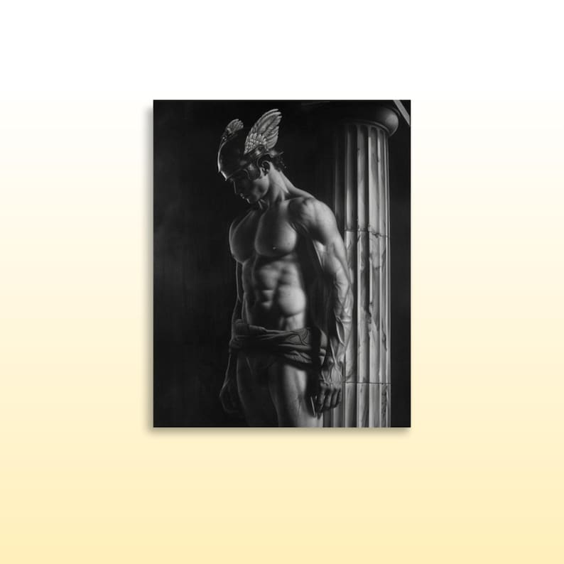Hermes Greek God of Speed Monochrome Matte Print, Hermes Greek God Art ...
