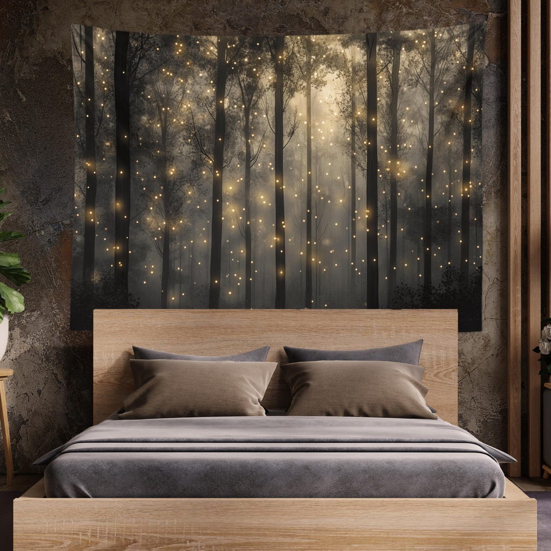 Enchanted Fantasy Forest Tapestry Fantasy Fairy Lights Nature Tapestry ...