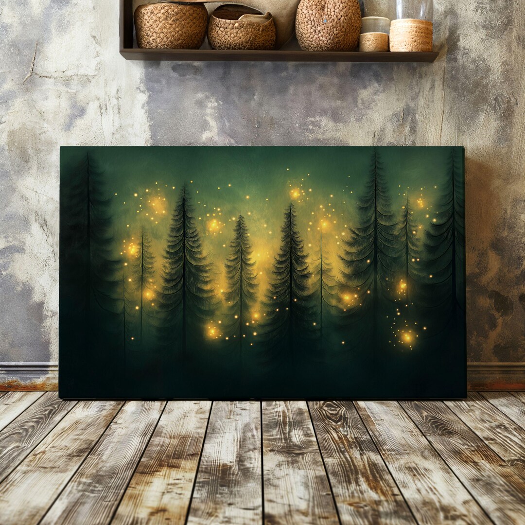 Enchanted Fantasy Forest Wrapped Canvas Fantasy Fairy Lights Nature ...
