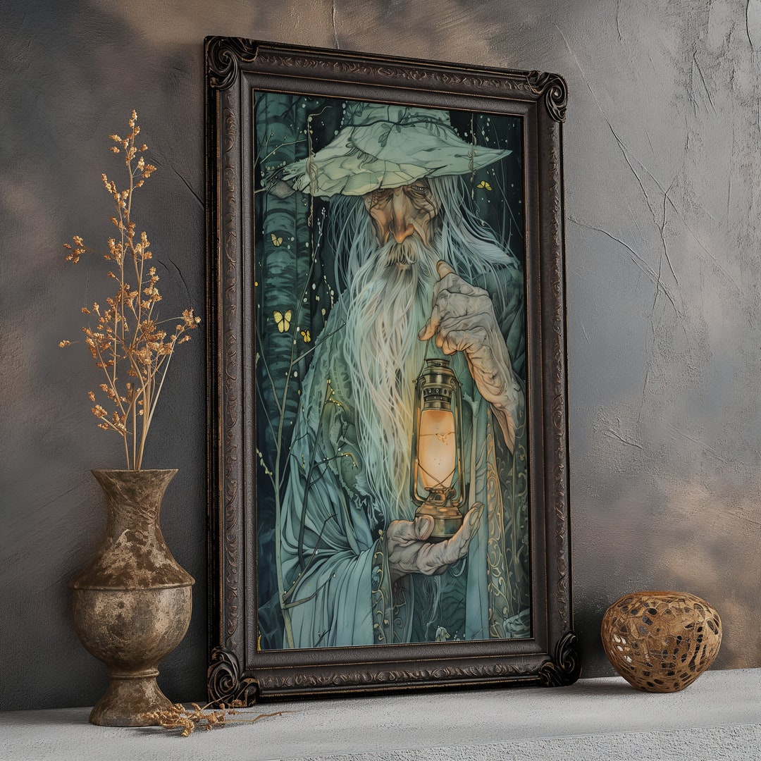 Wise Wizard Fantasy Matte Print Dark Fantasy Wall Decor Mystical ...