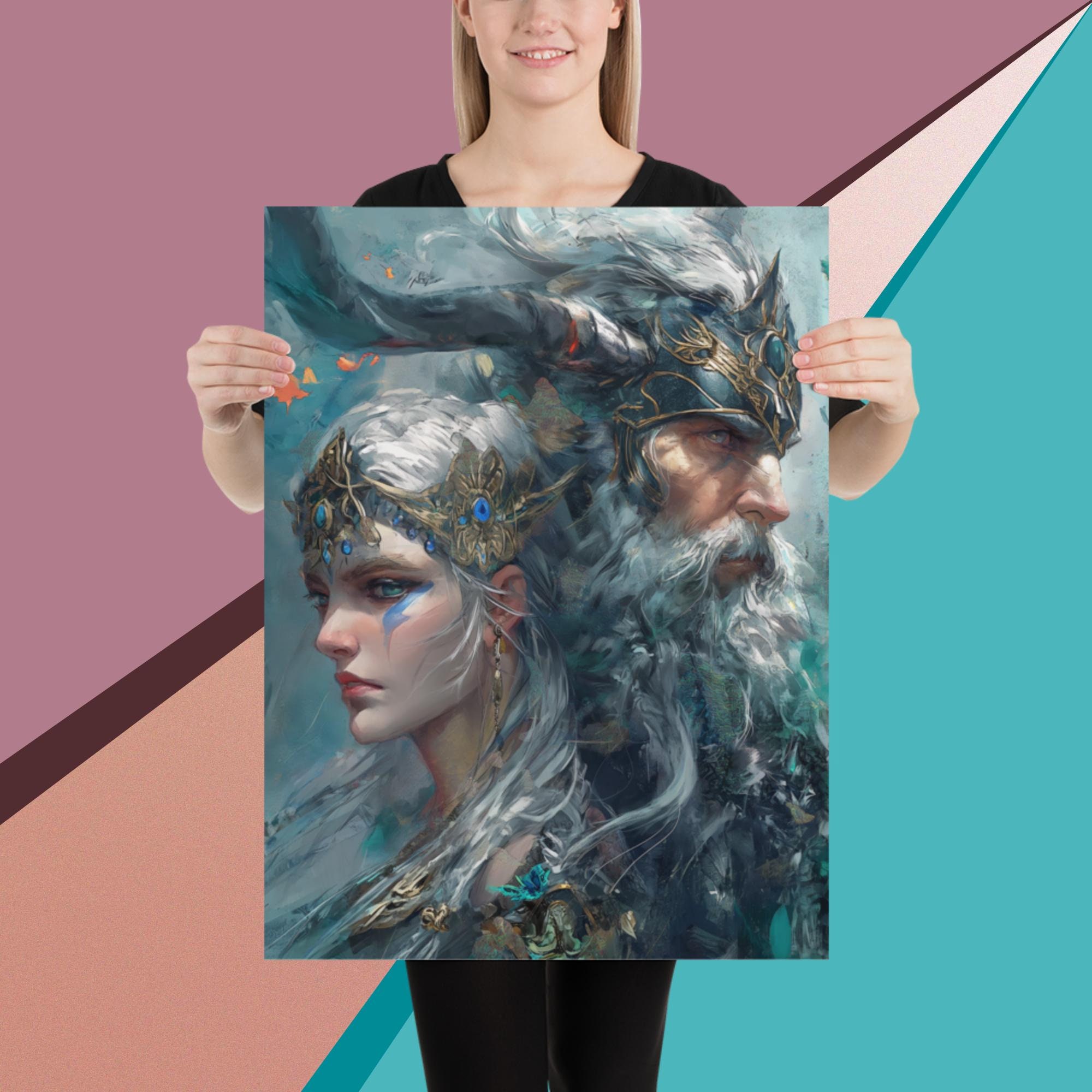 Freya and Odin Matte Print, Norse Mythology Print, Norse Mythology Wall ...