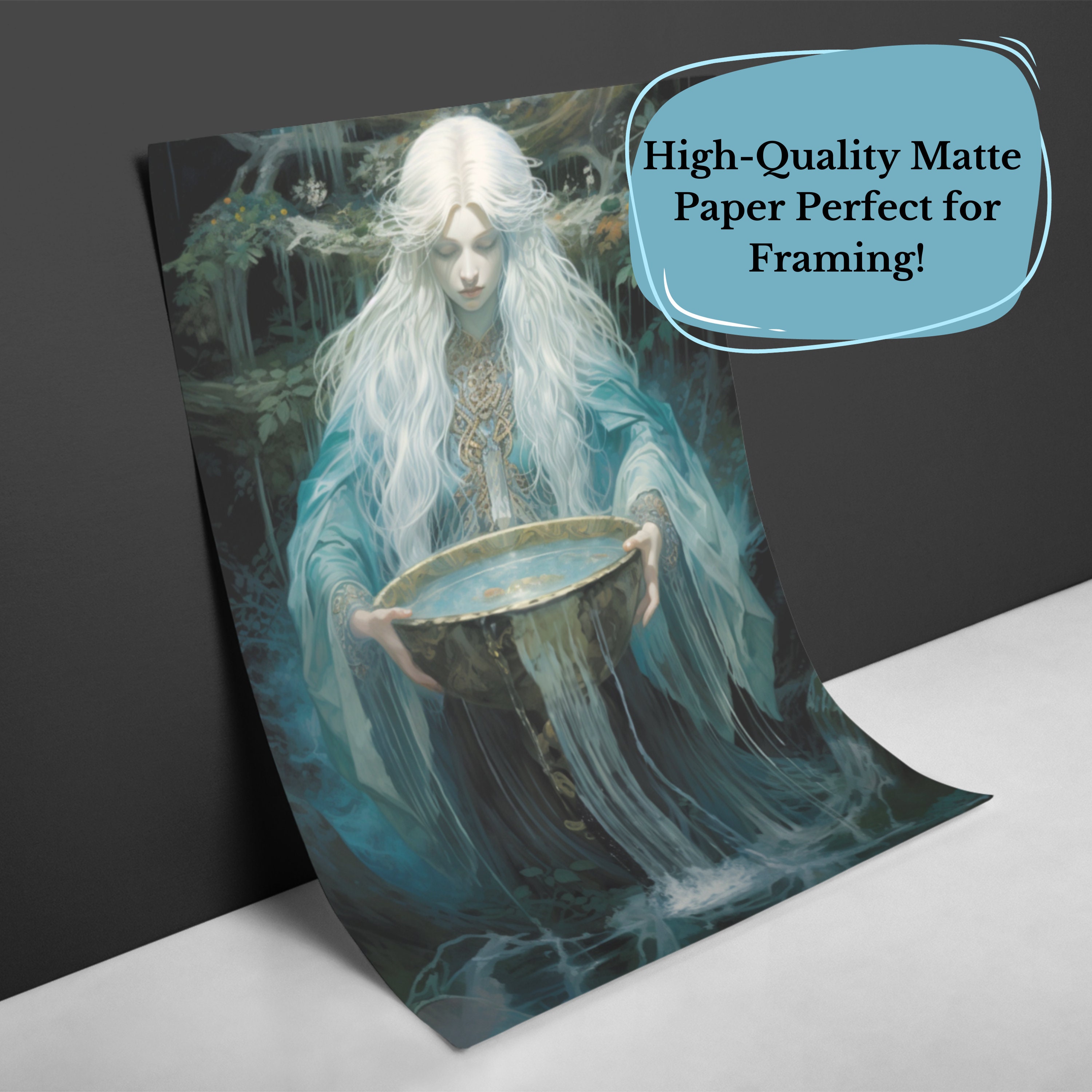 Danu, Celtic Goddess Matte Print, Danu With Bowl of Water Art Print ...