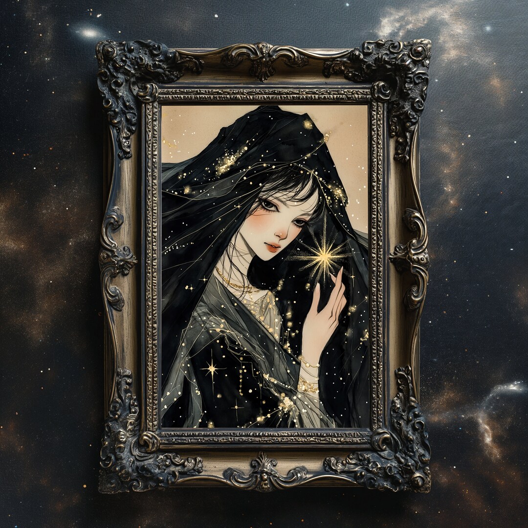 Nyx Matte Print, Greek Goddess of the Night Wall Art, Watercolor and ...
