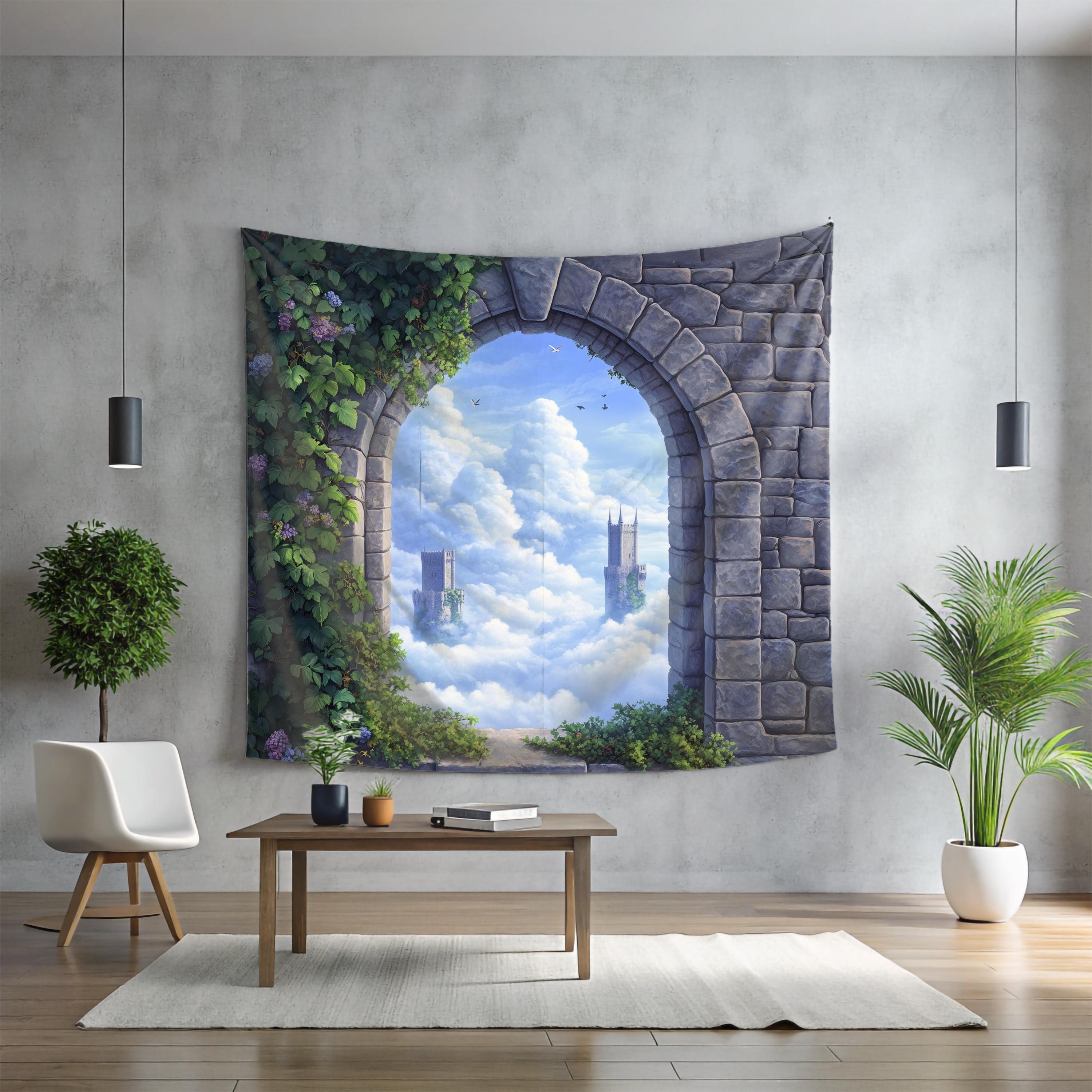 Castle in the Sky Window Tapestry Fantasy Castle Wind Tapestry Art ...