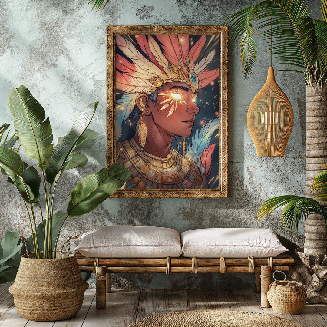 Mayan Sun God Kinich Ahau Quality Matte Print Mayan God Wall Art Modern ...