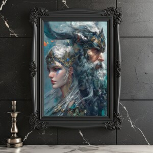 Freya and Odin Matte Print, Norse Mythology Print, Norse Mythology Wall ...