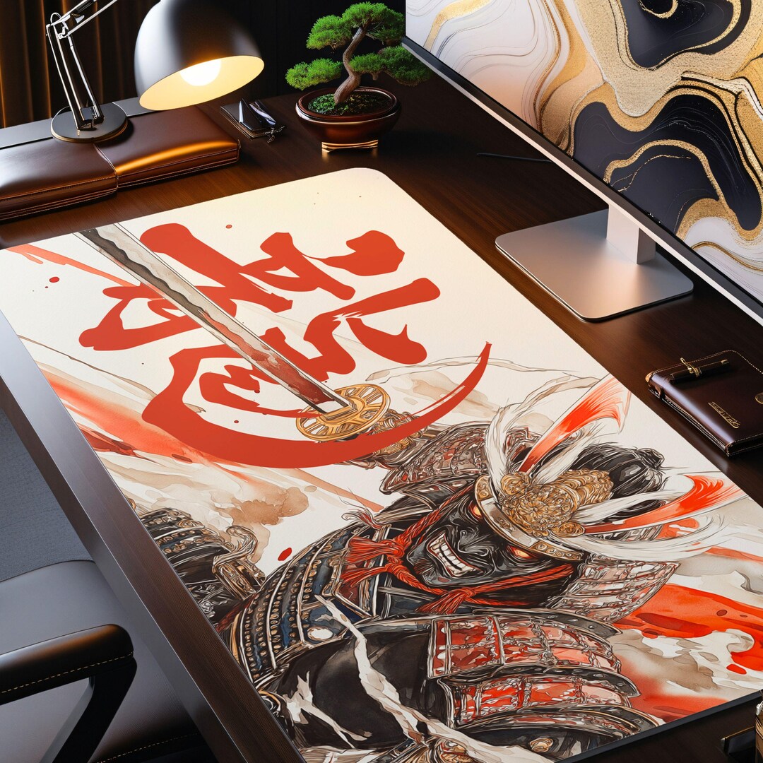 Hachiman Japanese Samurai Desk Mat Japanese God Hachiman Art Desk Mat ...