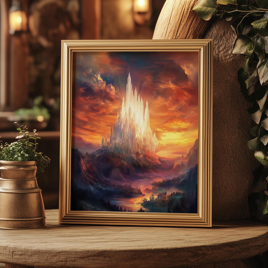 Ivory Tower Castle Fantasy Matte Print Colorful Iridescent Sunset ...