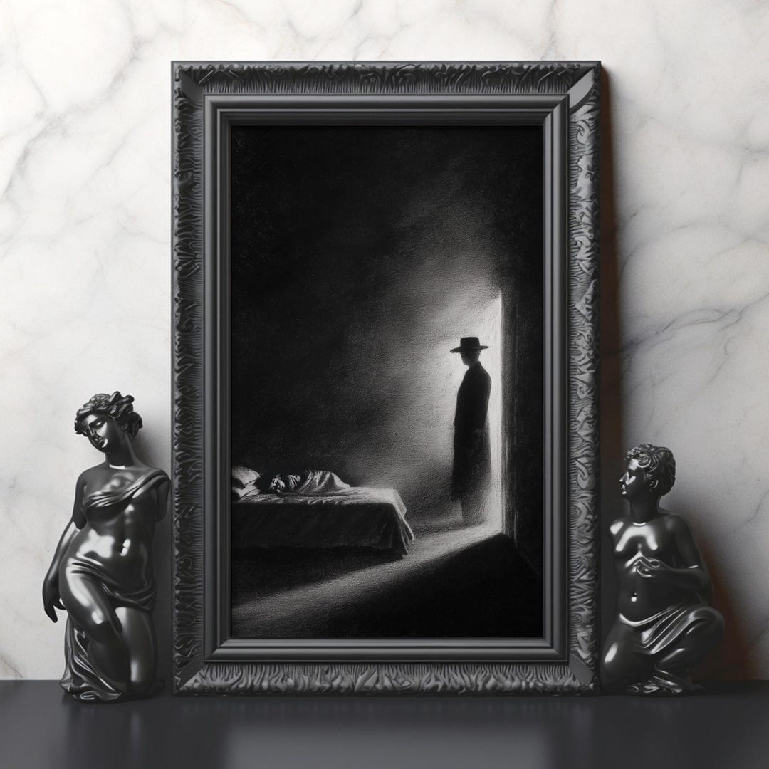 The Hat Man Spooky Halloween Matte Print Sleep Paralysis Shadow Figure ...