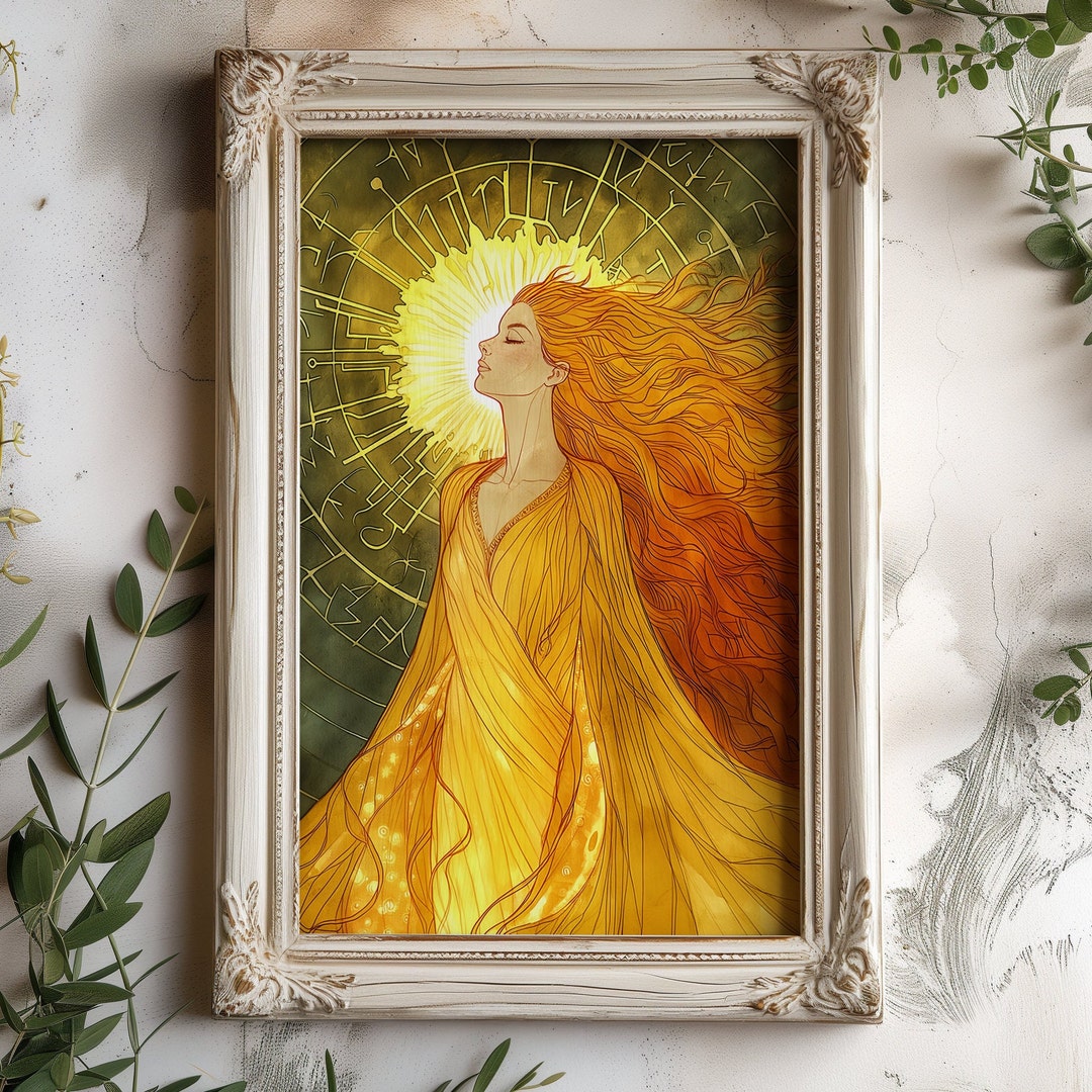 Sol Norse Goddess of the Sun Print, Norse Goddess Wall Decor, Sun ...