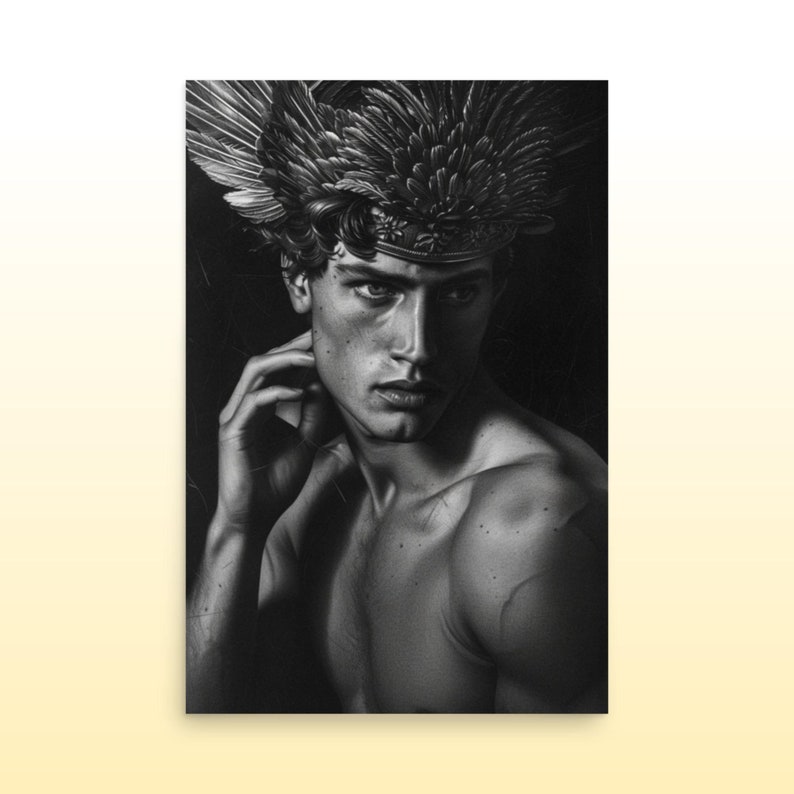 Hermes Greek God of Speed Monochrome Matte Print, Hermes Greek God Art ...