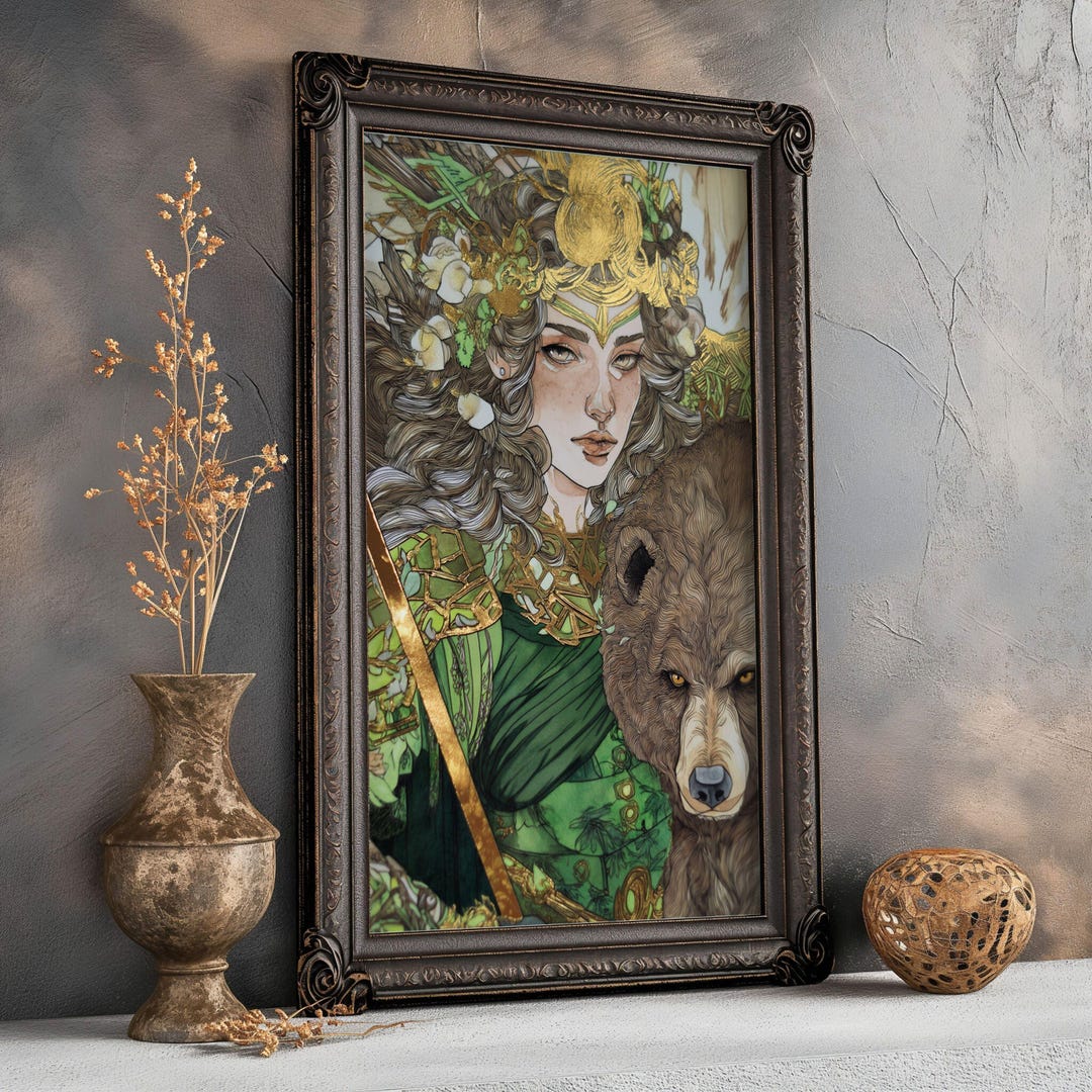 Artio Celtic Goddess Matte Print Bear Spirit Wall Art Mythology Nature ...