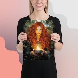 Celtic Goddess Brigid Matte Poster, Celtic Goddess of Fire and Healing, Mythology Poster ...