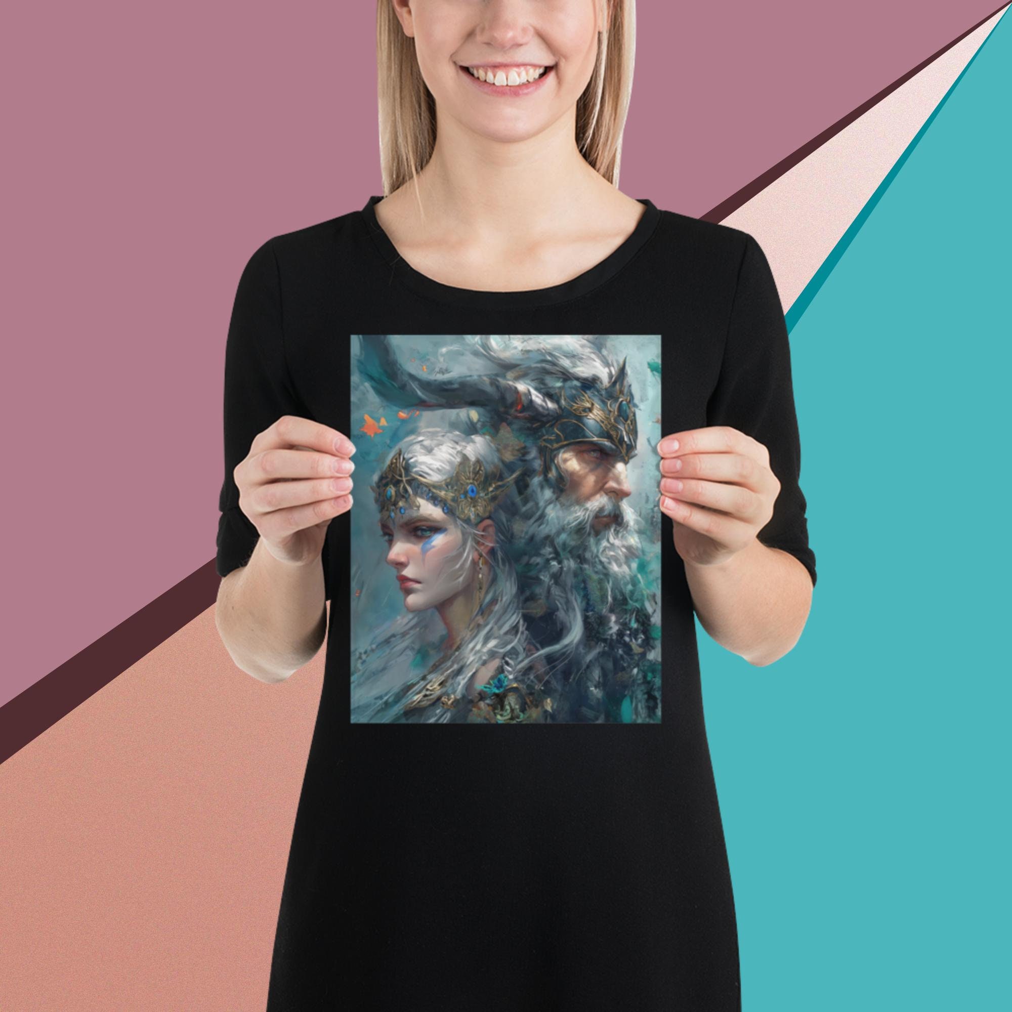 Freya and Odin Matte Print, Norse Mythology Print, Norse Mythology Wall ...
