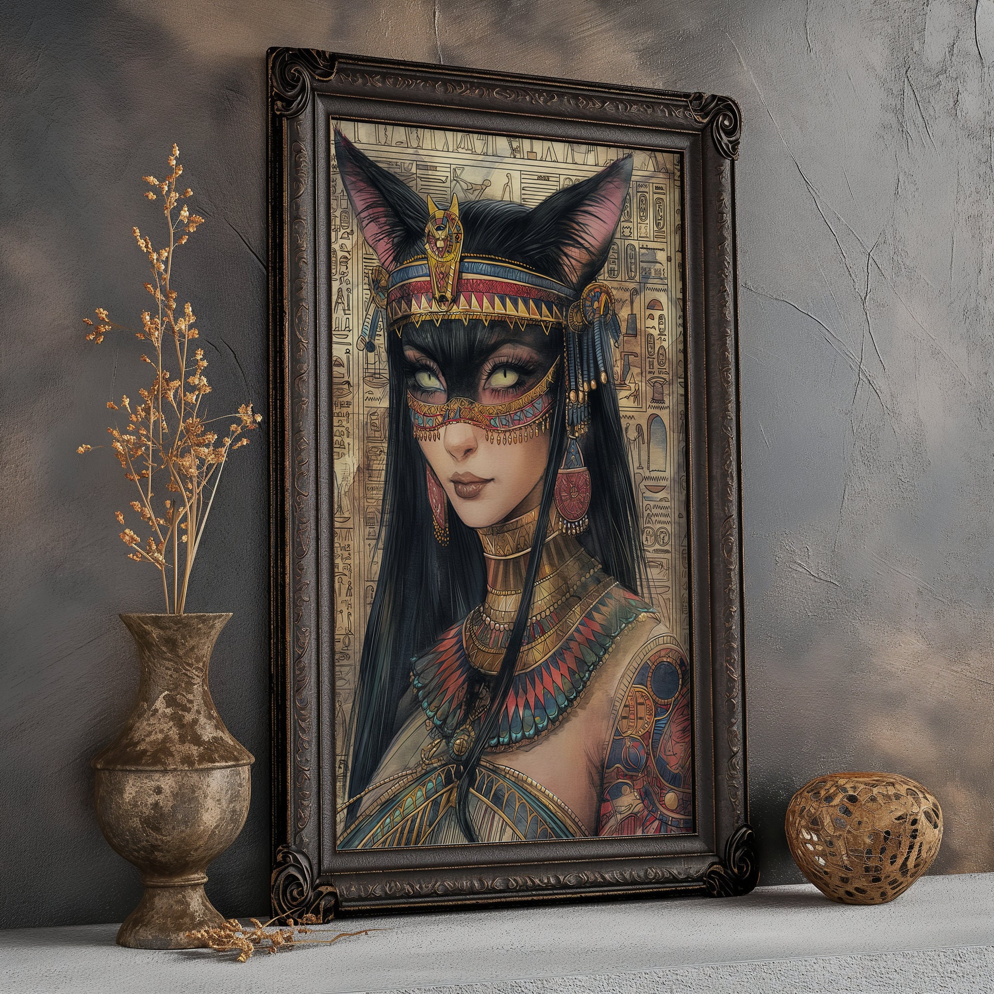 Bastet, Egyptian Goddess of Cats Matte Print, Egyptian Goddess Print ...