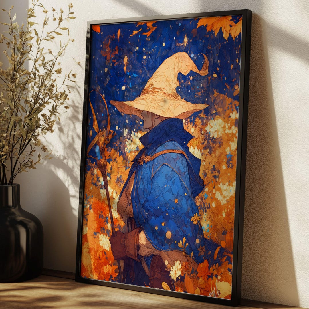 The Black Mage Fantasy Matte Print Fantasy Sorcerer Water Color and Ink ...