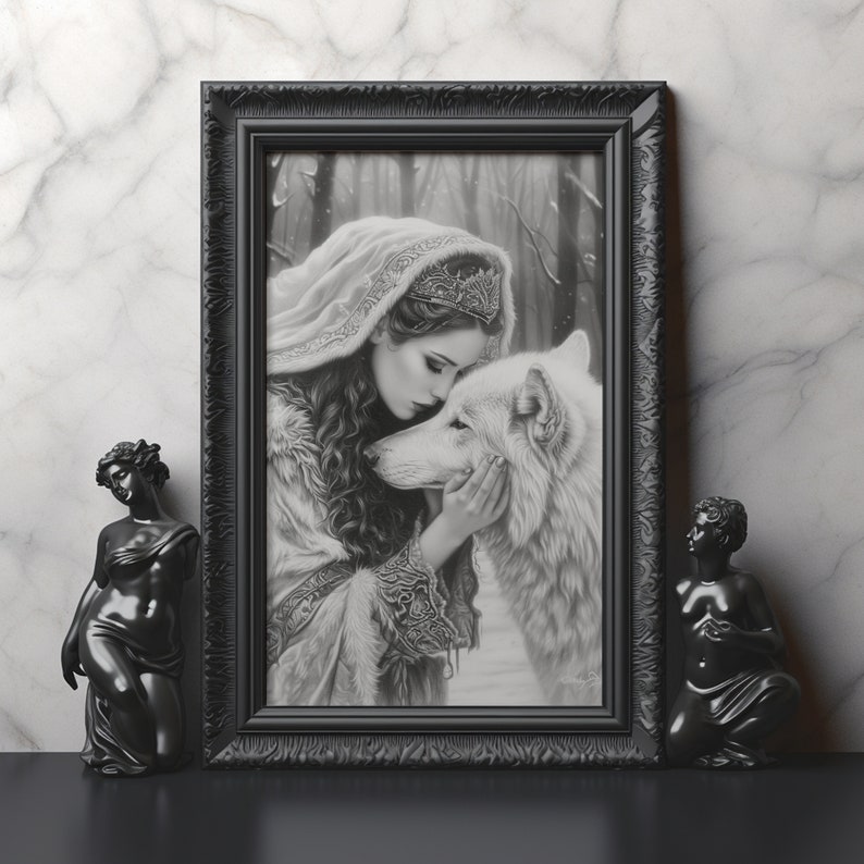 Skadi Goddess of Winter Black and White Print, Norse Goddess of Winter ...