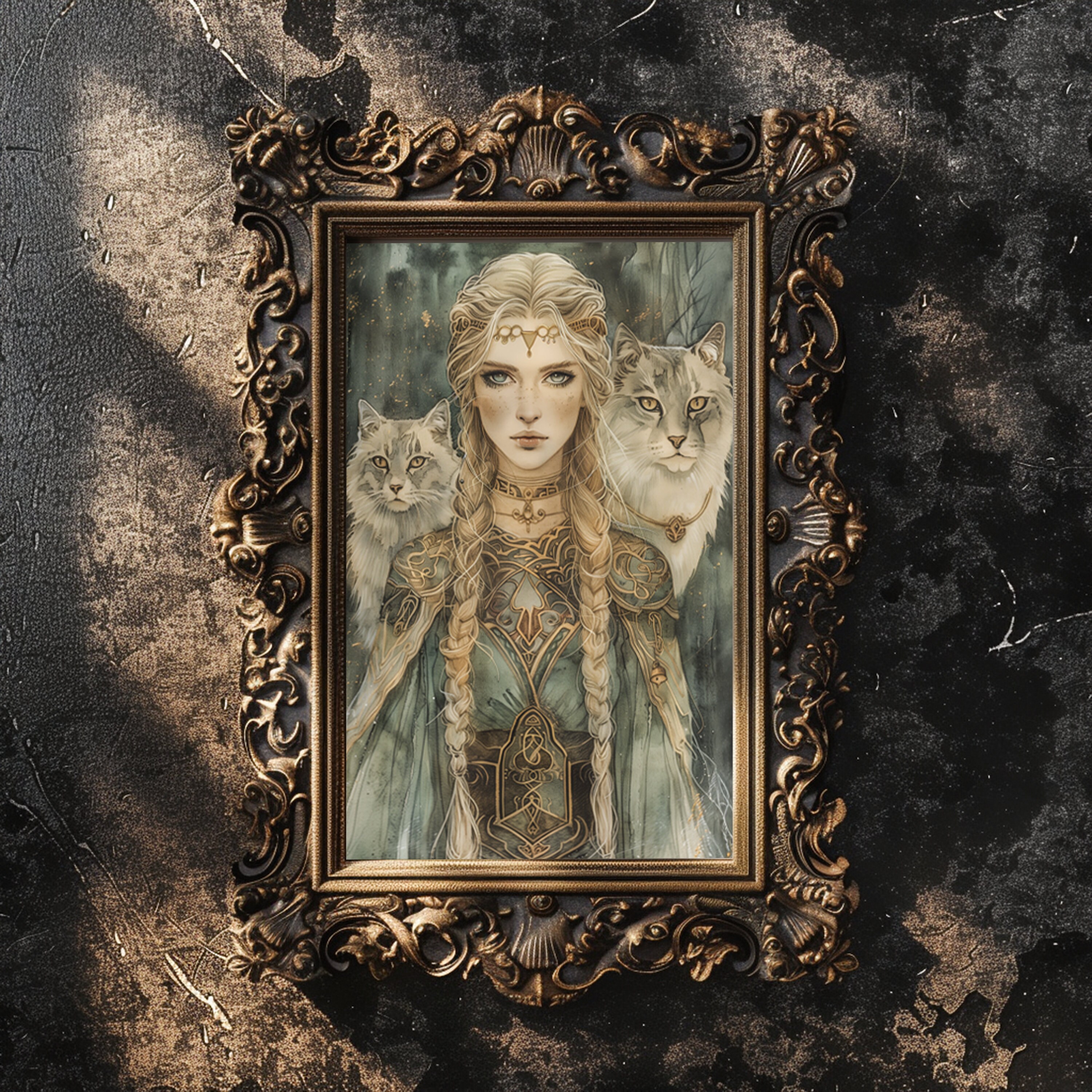 Freya, Norse Queen of the Valkyries Poster Wall Decor Japanese Water ...