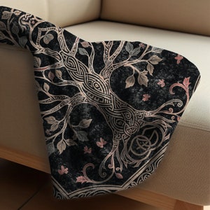 Norse Style Throw Blanket, Tree of Life Blanket, Tree of Yggdrasil ...
