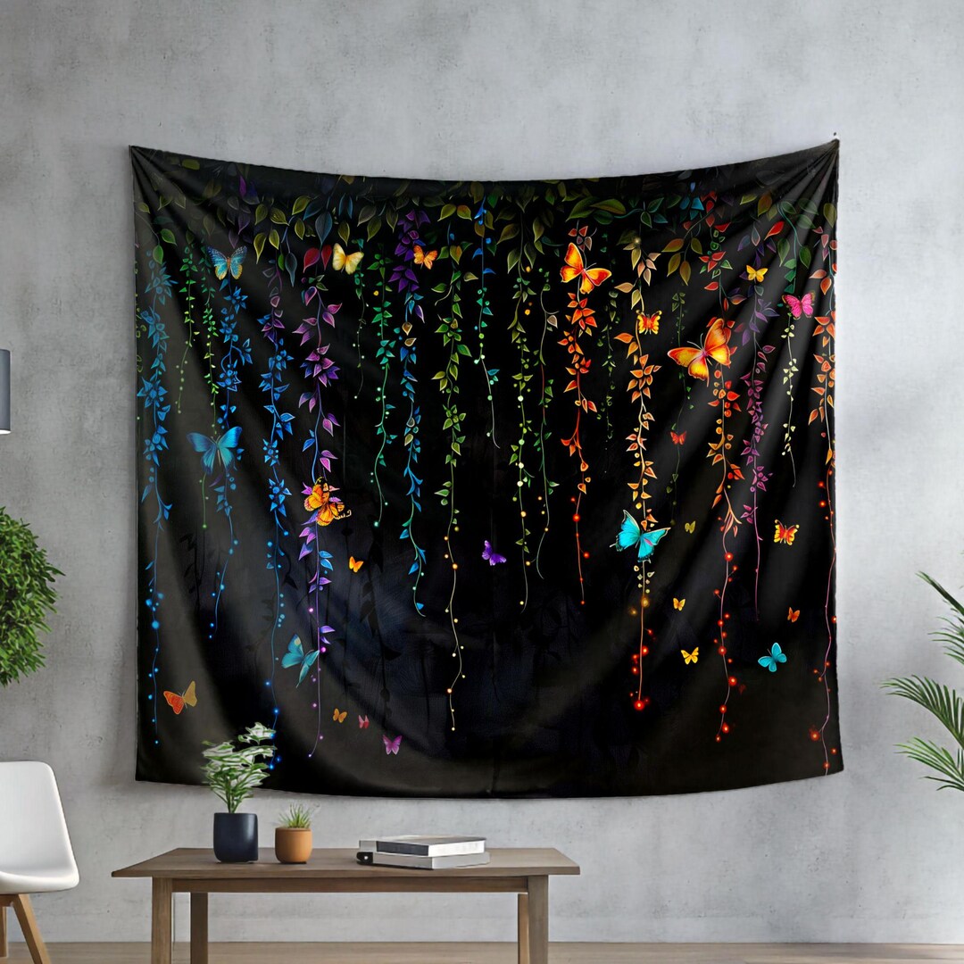 Enchanted Forest Vines Tapestry Art Fantasy Forest Wall Colorful ...