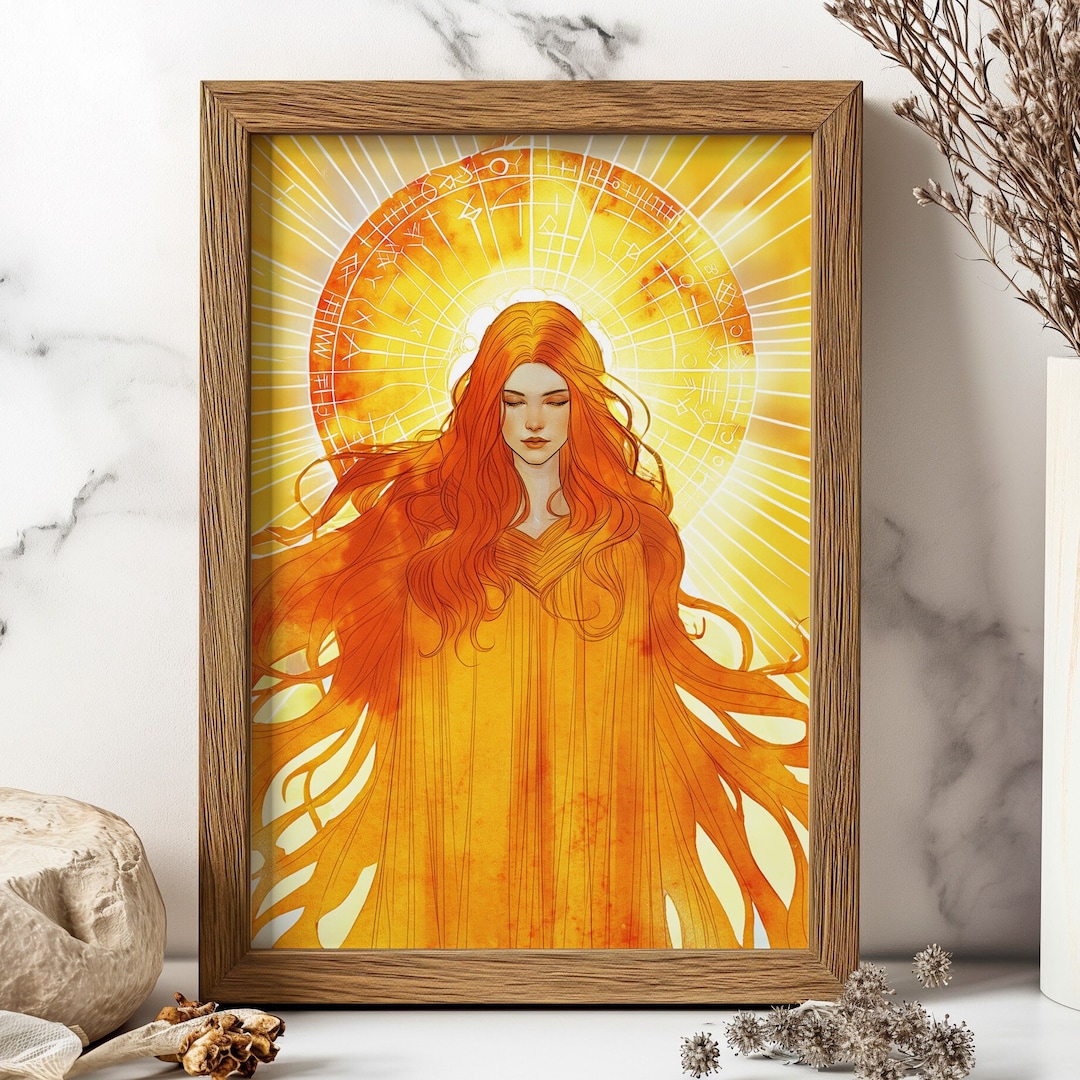 Sol Norse Goddess of the Sun Print, Norse Goddess Wall Decor, Sun ...