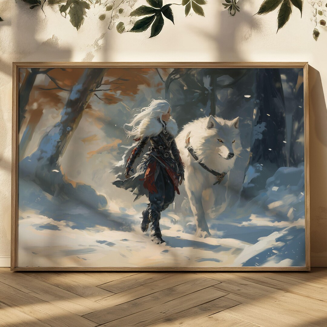 Norse Goddess Skadi With Wolf Matte Print Skadi and Wolf Art Print ...