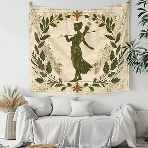 Greek Goddess Artemis Tapestry Art Fantasy Wall Art Botanical Artemis ...