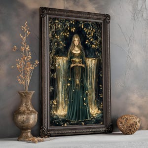 Celtic Goddess Danu Matte Print Celtic Mythology Wall Art Green and ...