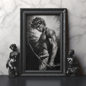 Greek God Apollo Monochrome Print, Greek Mythology Wall Decor ...