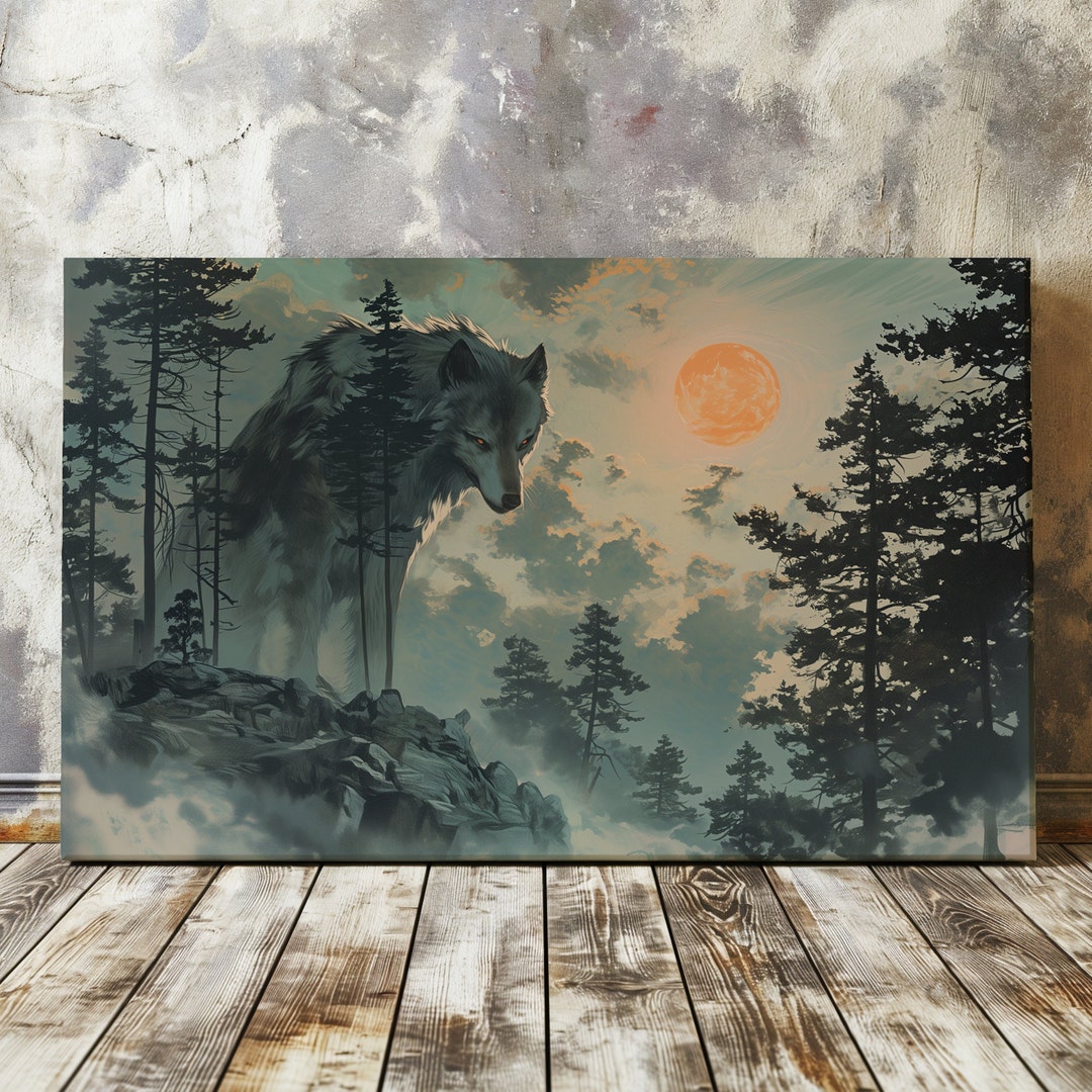 Fenrir Norse Wolf God Canvas Wall Art Norse Mythology Wall Art Dire ...