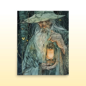 Wise Wizard Fantasy Matte Print Dark Fantasy Wall Decor Mystical ...