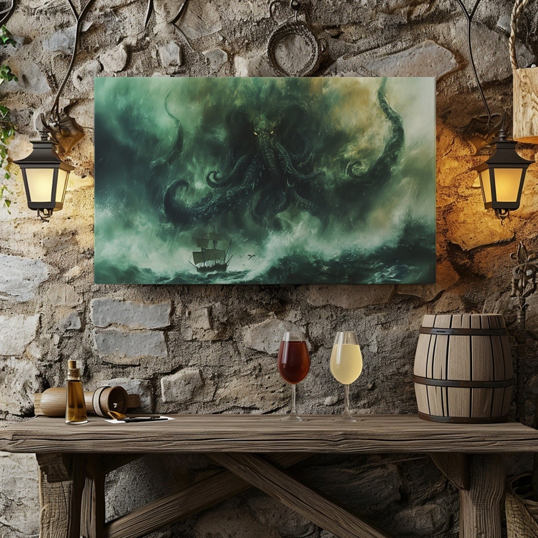 Cthulhu's Wrath of the Sea Canvas Games Room Decor & Wall Art Print ...